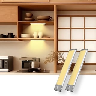 LEPOTEC 8Inch 30LED Warm Wireless Under Cabinet Light 2Set - Silver ...