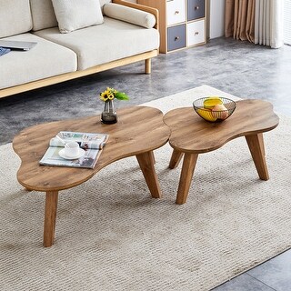 Modern Minimalist Wood Color Table Top Coffee Table Log Style Coffee ...