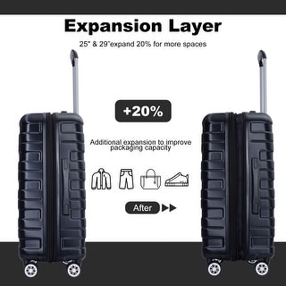 21/25/29"Luggage Expandable Suitcase 3 Piece Set, Black - Bed Bath ...