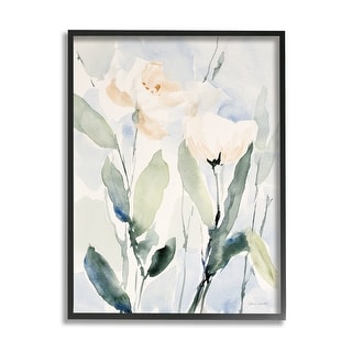 Stupell Traditional White Flower Blossoms Watercolor Detail Framed Wall ...