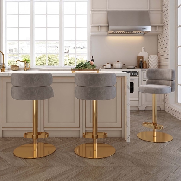 Modern Velvet Bar Stool with Height Adjustment and 360 Degree Swivel On Sale Bed Bath Beyond 36098399