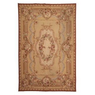 ECARPETGALLERY Flat-Weave Dynasty Beige Wool Tapestry Kilim - 5'10 x 8 ...