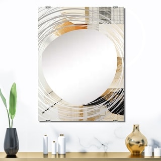 Designart "Grey And Gold Sunset Collage V" Abstract Collages Mirror ...