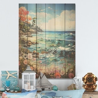 DESIGN ART "Whimsical Shores" Coastal Beach Wood Wall Decor - Nautical ...