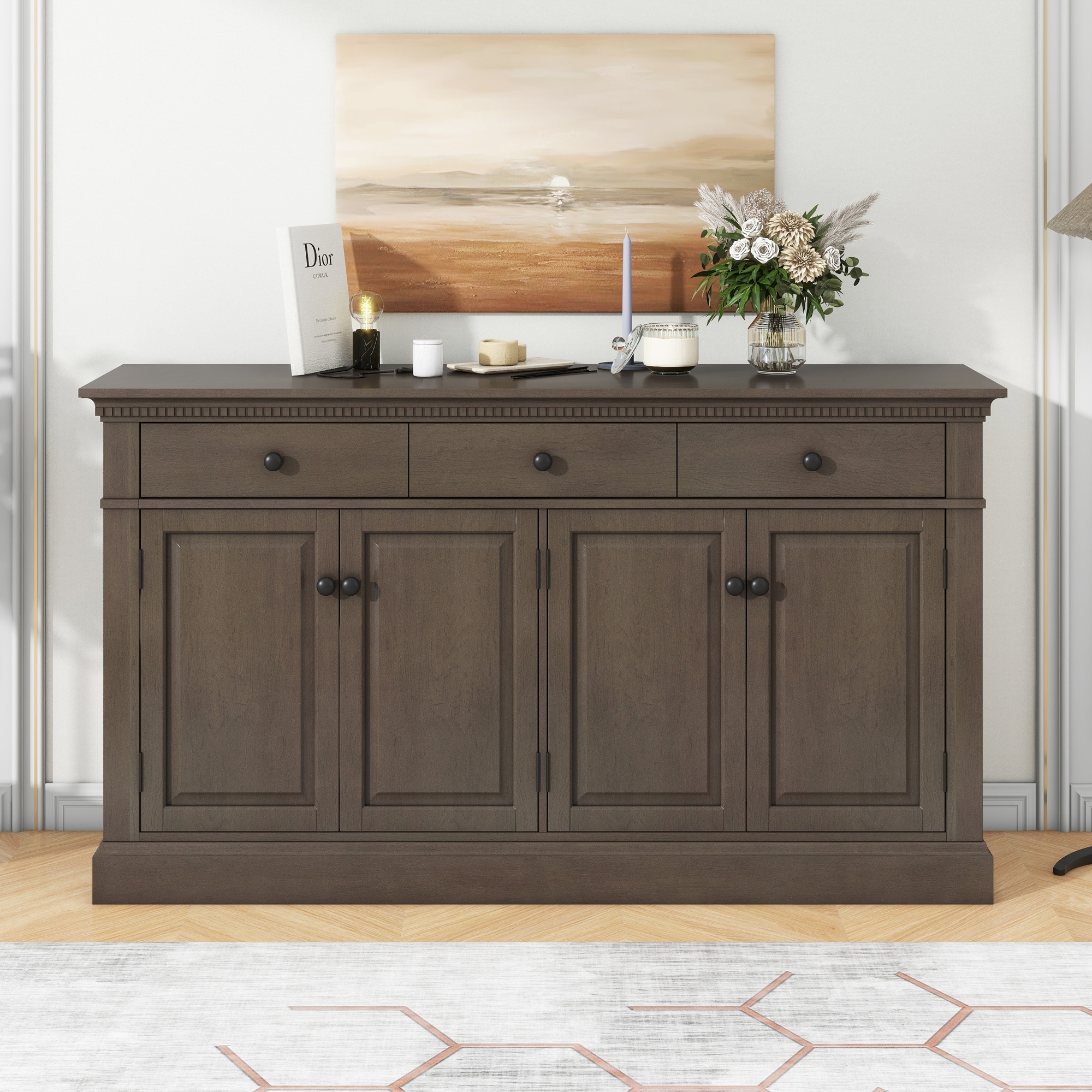 rustic brown buffet cabinet