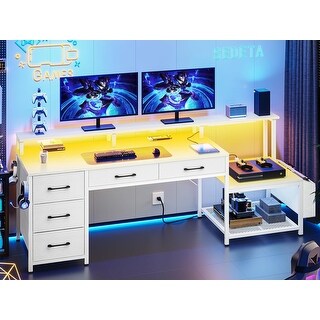 67" Computer Desk 5 Fabric Drawers Gaming Desk Printer Stand - Bed Bath ...