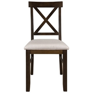 2 Pieces Farmhouse Rustic Wood Kitchen Upholstered X-Back Dining Chairs ...