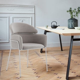 Portia Grey or Blue Velvet and Brushed Stainless Steel Dining Chairs ...