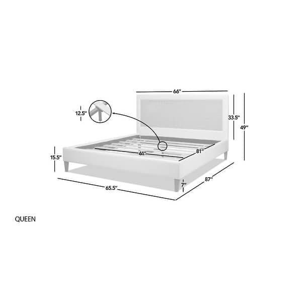 Haley Upholstered Rattan Cane-Back Platform Bed - Bed Bath & Beyond - 37034153