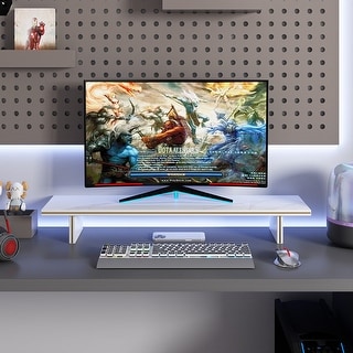 Gezen Bamboo Monitor Stand Riser with Storage Drawers, Desk Organizer ...