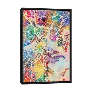 iCanvas "Boston Massachusetts Street Map I" by Michael Tompsett Framed ...
