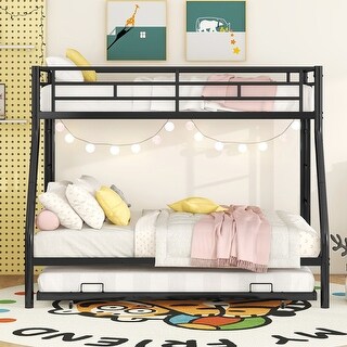 Twin over Full Bed with Sturdy Steel Frame, Metal Bunk Bed with Twin ...