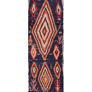 Navy Blue Geometric Moroccan Oriental Wool Runner Rug Hand-knotted - 2 ...