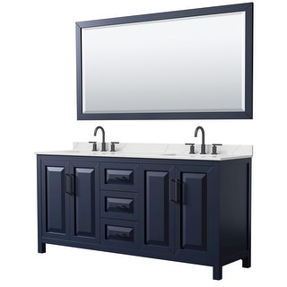 Daria 72-inch Double Vanity, 3 Hole Quartz Top, 70-inch Mirror - Bed ...
