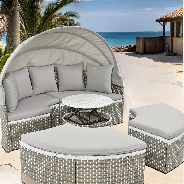 Patio Outdoor Sectional Sofa Set with Separate Seating and Removable ...