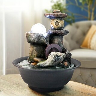 Little Waterwheel Indoor Tabletop Fountains and Waterfalls w/LED Light ...
