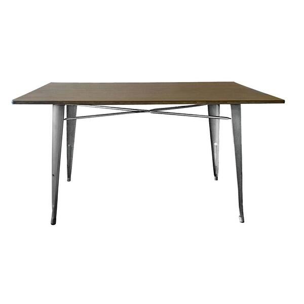 Matie 55 Inch Dining Table, Rectangular Wood Top, Metal Legs, Natural ...