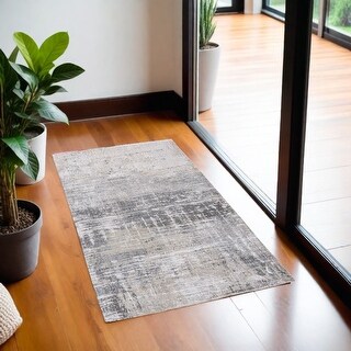 HomeRoots 3' X 5' Gray and White Abstract Non Skid Area Rug - 59' X '31 ...