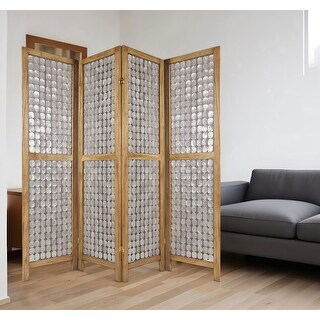 HomeRoots 84" Clear Capiz Mother of Pearl Folding Three Panel Screen ...