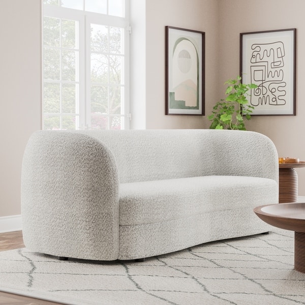 Furniture of America Ophelia Modern Curved Arms Boucle Sofa Couch with ...
