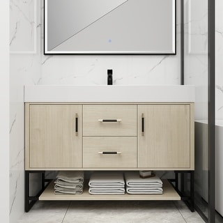 48 Inch Bathroom Vanity With Light Oak Resin Sink - Bed Bath & Beyond ...
