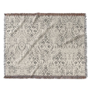 MOD DAMASK IVORY Woven Throw Blanket with Fringe By Kavka Designs - Bed ...