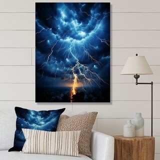 Designart "Lightning Electric Dance I" Lightning Canvas Wall Art - Bed ...