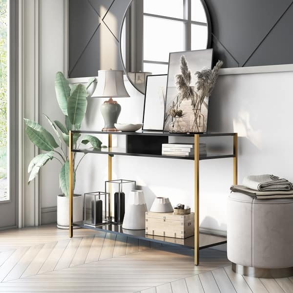 Raven Glam 48-inch Steel 3-Shelf Console Table by Furniture of America ...