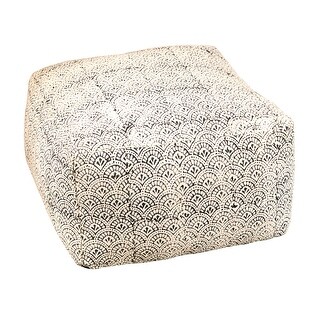 Landry Square Upholstered Floor Pouf Cream - Bed Bath & Beyond - 32248296