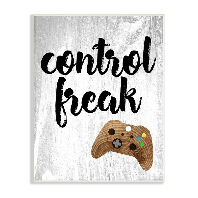 Stupell Control Freak Wood Texture Sign with Video Game Controller Wall ...