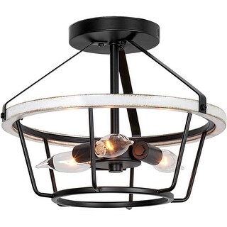 3 light rust semi flush mount ceiling light farmhouse white ceiling ...