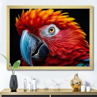 Designart "Red Parrot Colorful Parrot" Animals Framed Wall Art Living ...