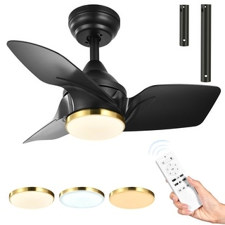 Moasis 26-inch 3-Blade Ceiling Fan with Remote,Dimmable LED Light Kit ...