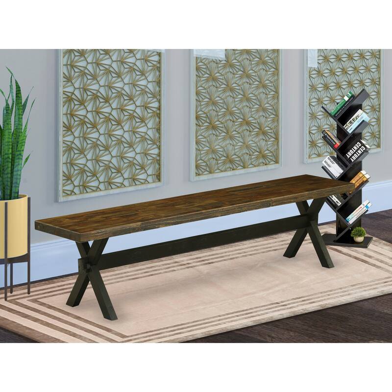 East West Furniture X-Style Modern Dining Bench with Wooden Seat ...