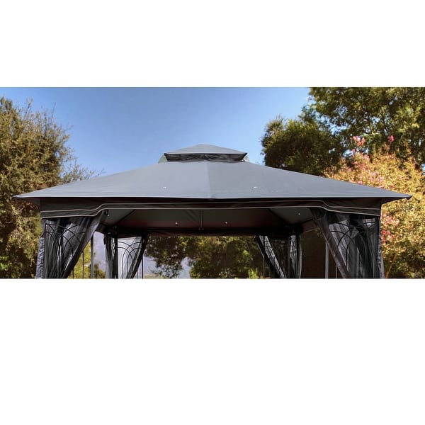 10 x 10 Ft Patio Double Roof Gazebo Replacement Canopy Top Fabric - Bed ...