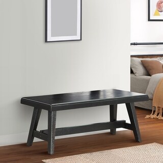Rectangular Wooden Bench with Slanted Tapered Legs, Black - Bed Bath ...