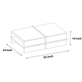 Belle 35 Inch Modern Wood Rectangular Coffee Table With Side Shelf ...
