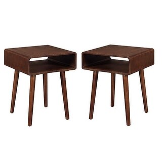 2 Piece Mid Century Wood End Table Set in Espresso - 54 x 84 - Bed Bath ...