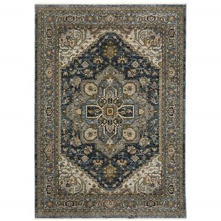 3' X 5' Blue Taupe Grey Green Rust Tan Beige And Gold Oriental Power ...