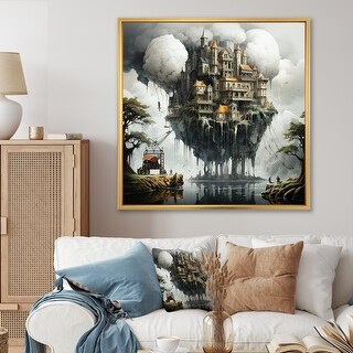 Designart "Surrealism Mystic Castle" Surrealism Framed Canvas Wall Art ...
