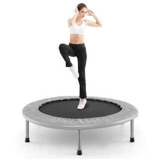 Gymax 38'' Folding Mini Trampoline Fitness Rebounder w/ Safety Pad ...