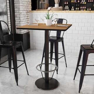 30'' Square Laminate Table Top with 18'' Round Bar Height Table Base ...