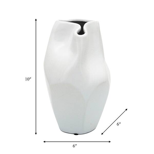 10" Ceramic Vase Abstract White Glass Vase Contemporary Decorative ...