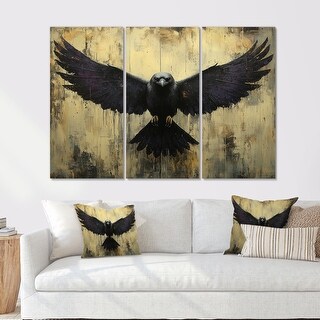 Designart "Black Native Ravens Wings" Native American Art Totem Canvas ...