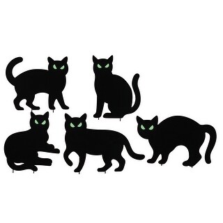 Black Cat Glow-in-the-Dark Eyes Garden Stakes - Set of 5 - Bed Bath ...
