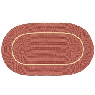 Red and Beige Bordered Handcrafted Reversible Oval Door Mat 18" x 30 ...