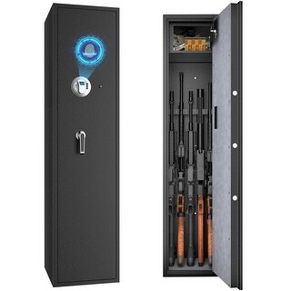 Biometric Fingerprint Rifle Safe Quick Access 5-Gun Cabinet with ...