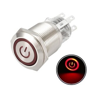 Momentary Metal Push Button Switch 19mm Mounting Dia 1NO 1NC 12V LED ...