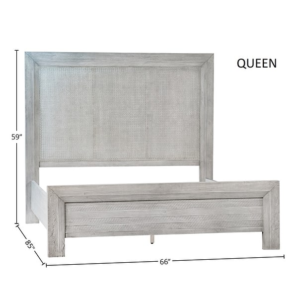 Jace Light Grey Reclaimed Acacia and Rattan Panel Bed - Bed Bath ...