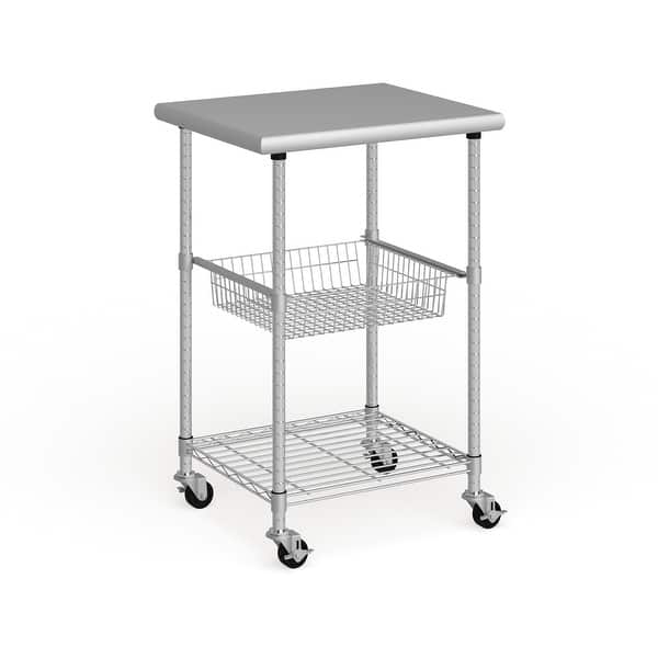 Porch & Den Allerton Stainless Steel Kitchen Work Table Cart - Bed Bath ...